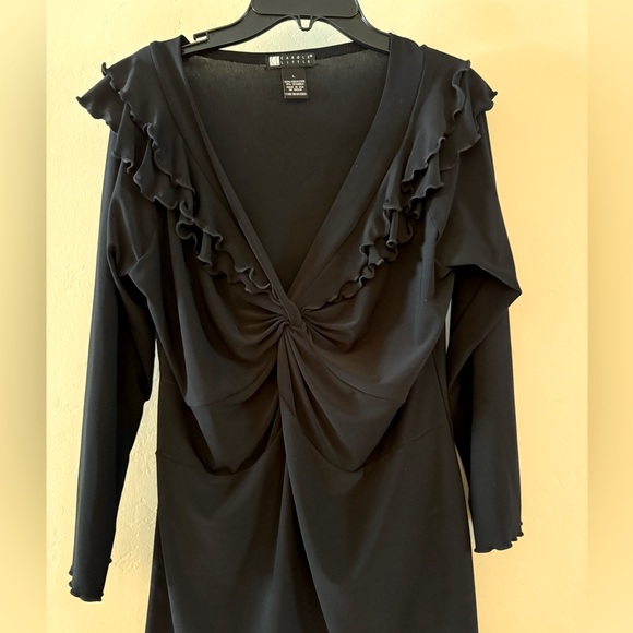 Carole Little | Tops | Black Ruffle Top | Poshmark